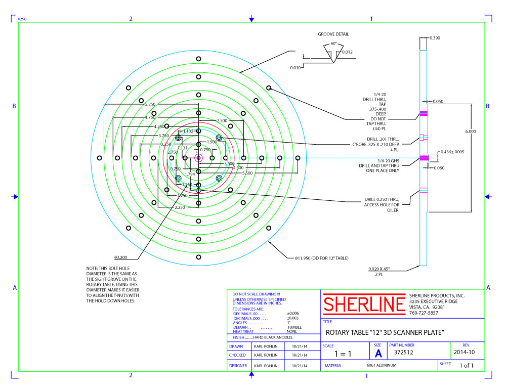 3D Scanning Plates for CNC Rotary Table – Sherline Products
